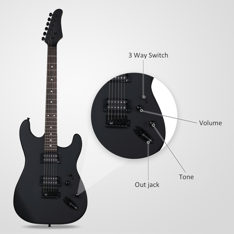 Glarry GST Electric Guitar HH Pickup Full Size Matte Black - Glarry UK