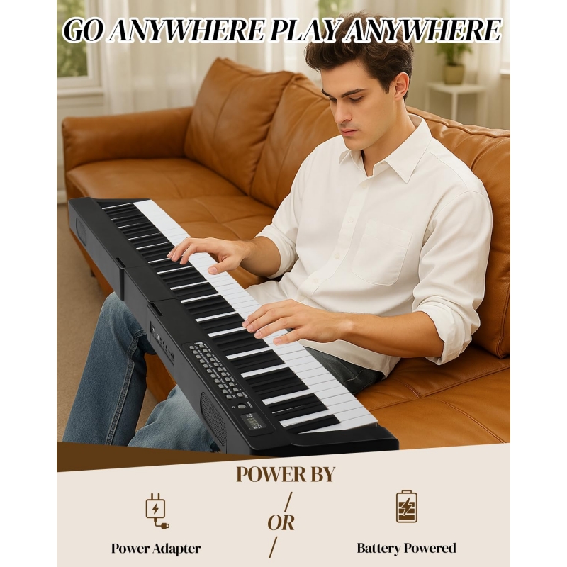 Glarry GPP-101 88 Key Portable Full Size Semi-Weighted Digital Keyboard ...